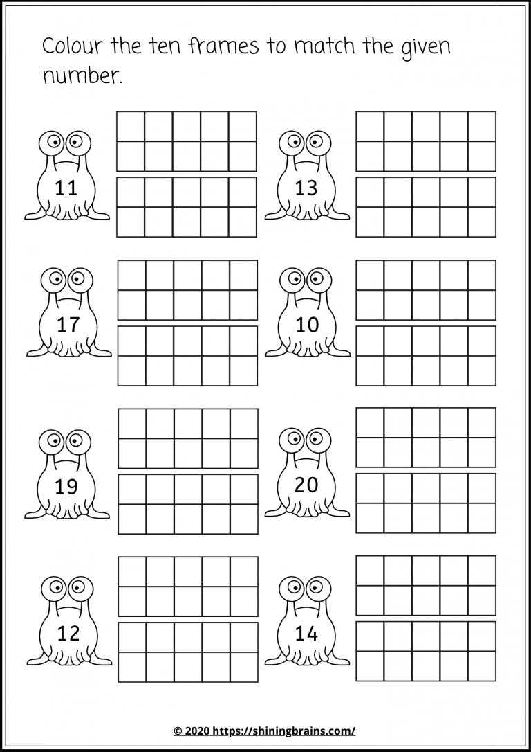 Ten Frames Free Worksheets - Free ten frames printables for beginners