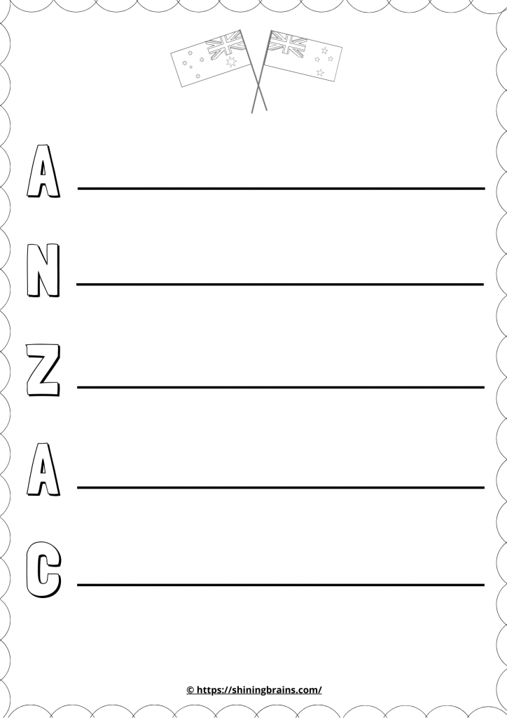 Anzac Day for kids - Shining Brains Anzac day free resources and printable