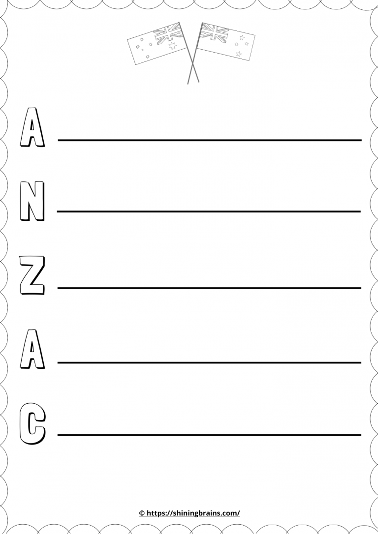 Anzac Day for kids - Shining Brains Anzac day free resources and printable