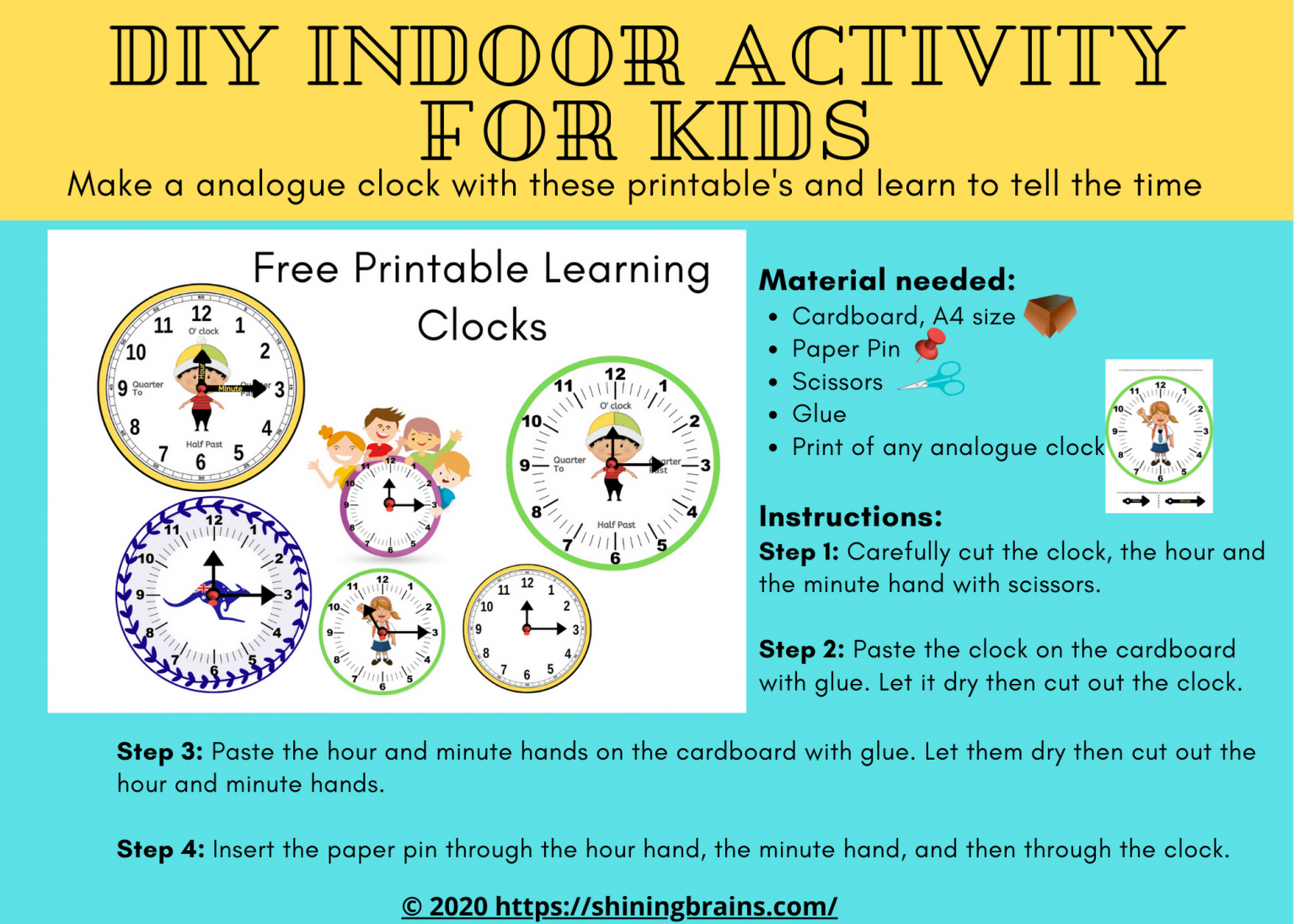 Clock Activities Free Printable Learning Clocks DIY Cardboard Clock