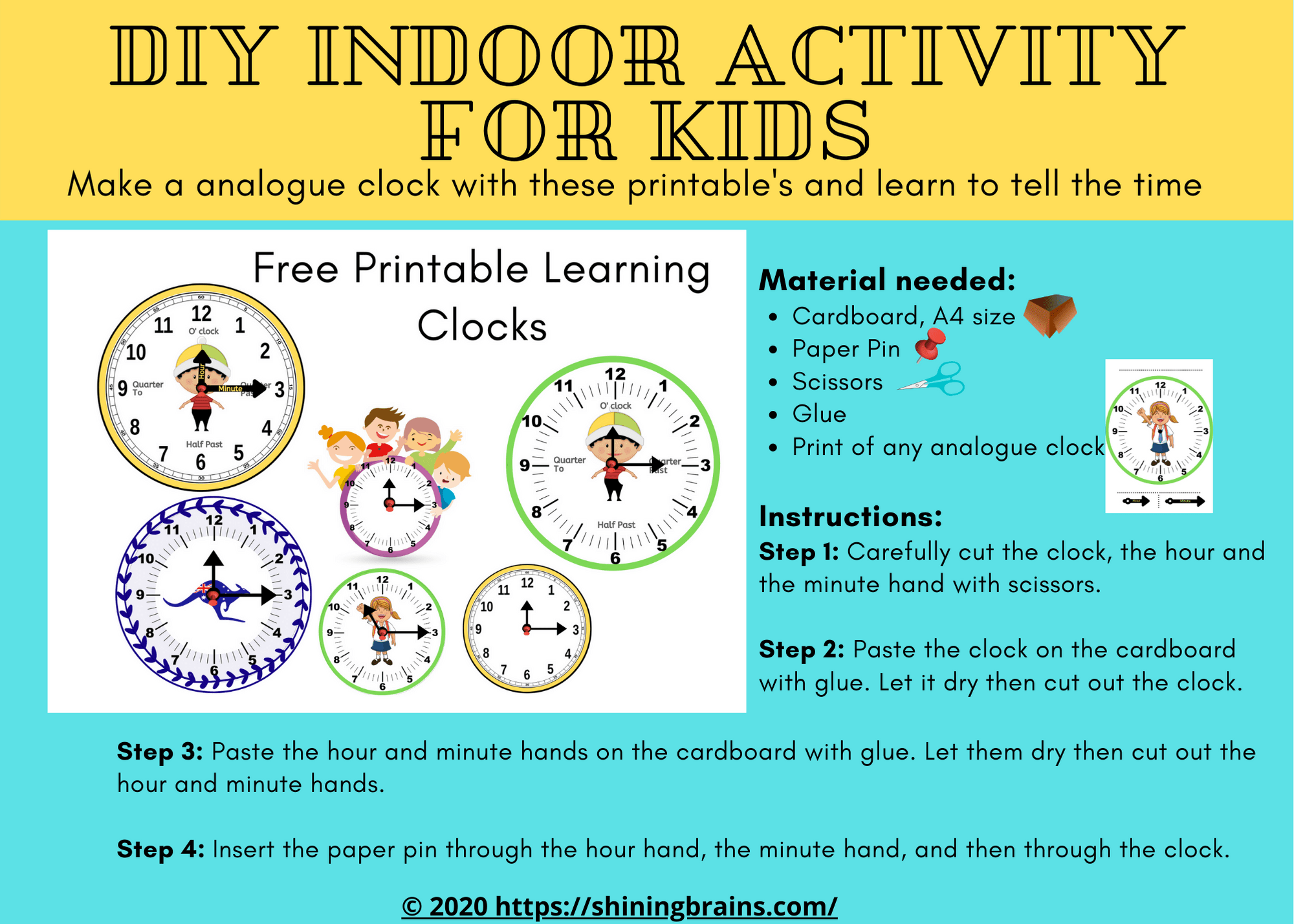 Clock Activities Free Printable Learning Clocks DIY Cardboard Clock