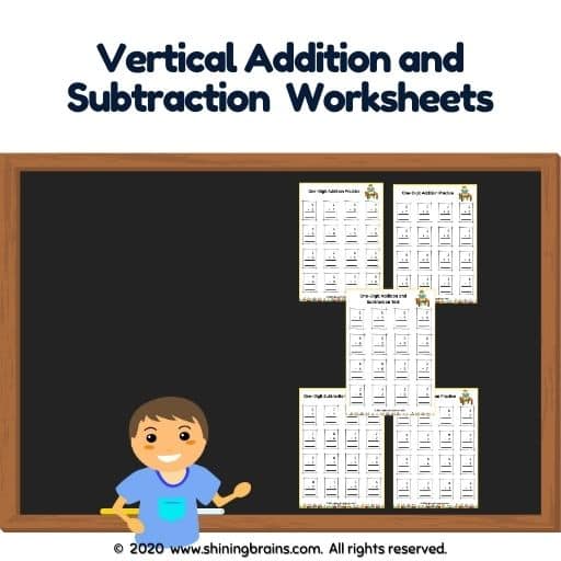Single Digit Addition and Subtraction | Vertical One-Digit Equations ...