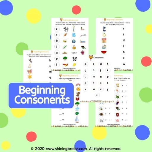 Beginning Consonant Worksheets |Initial Consonants - Shining Brains