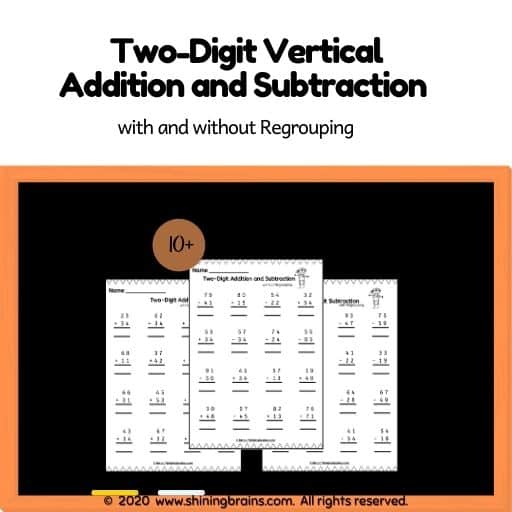 Two Digit Addition - Two-Digit Vertical Addition and Subtraction Worksheets