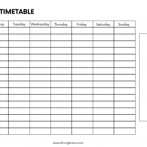 Blank Timetable - Shining Brains