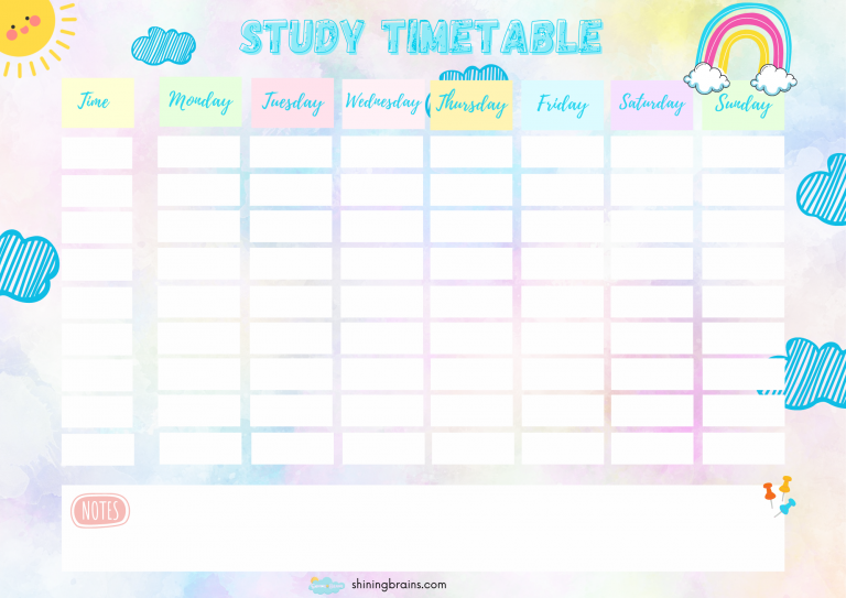 Timetable for kids | Weekly Timetable Template | Free Printable