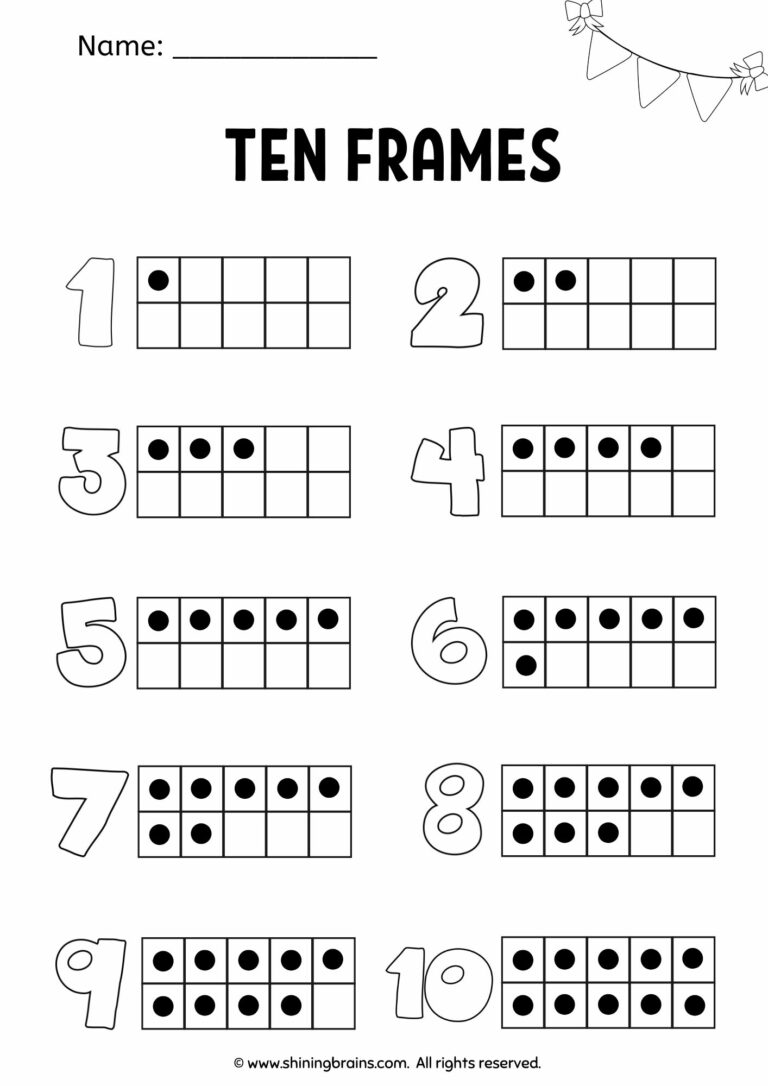 Ten Frames Worksheets and Printables | Math Frames