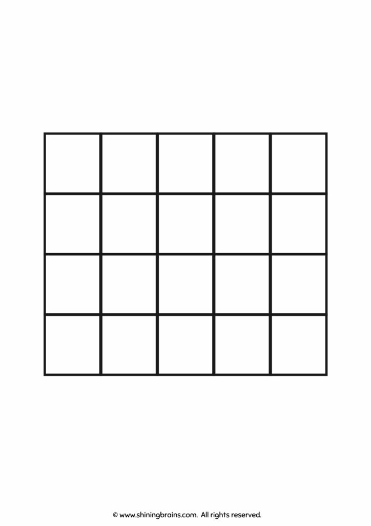 Blank Twenty Frames - Free Ten and twenty frames worksheets