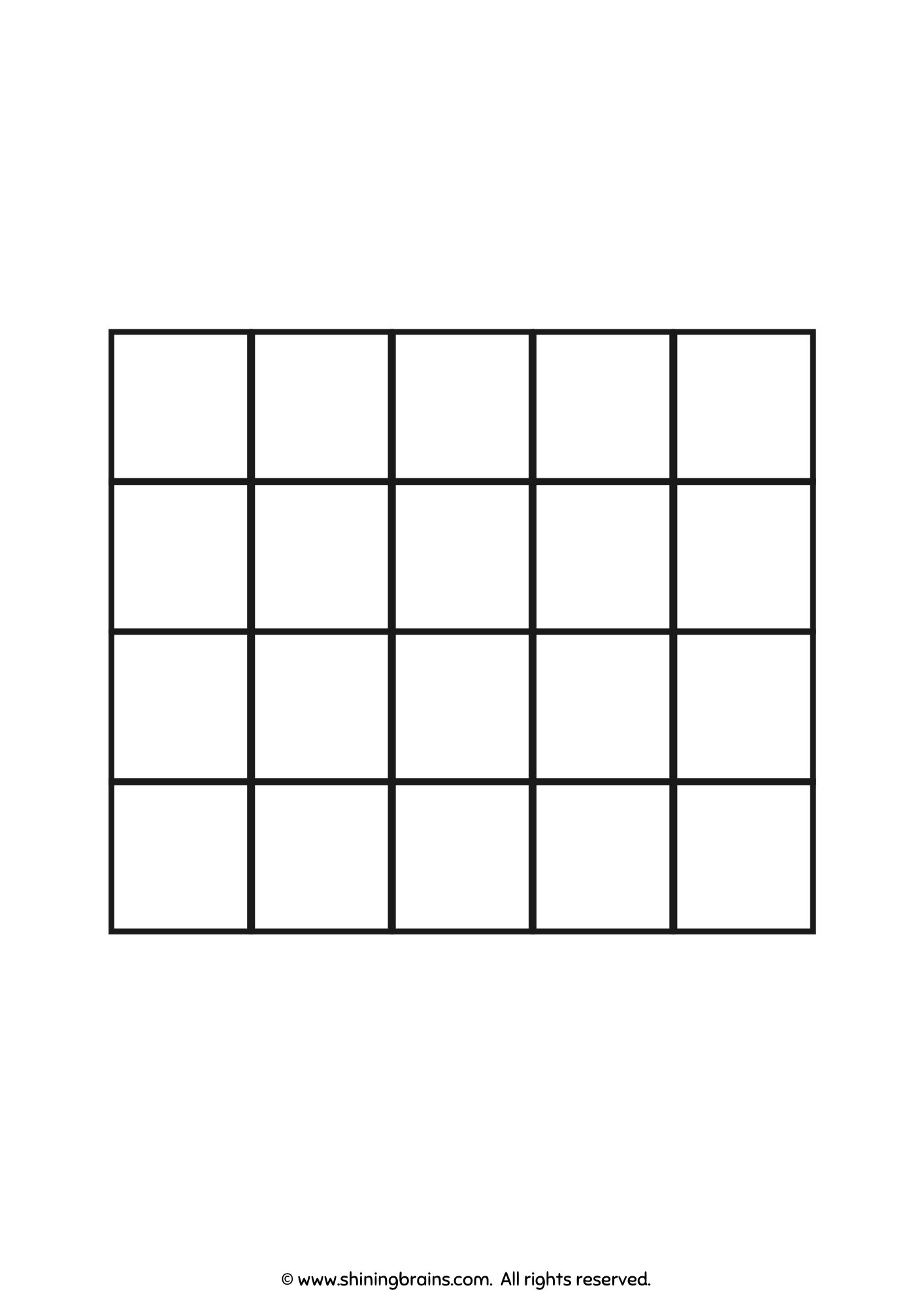 Blank Twenty Frames - Free Ten and twenty frames worksheets