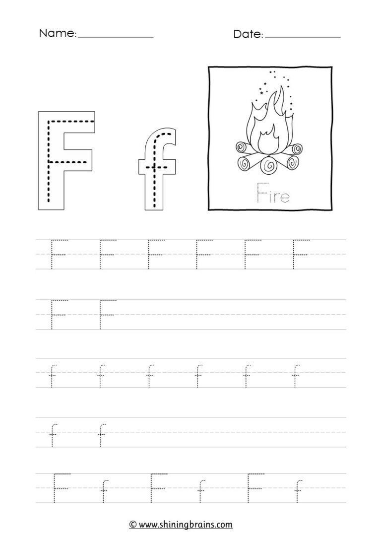 Tracing Letter F f Worksheet