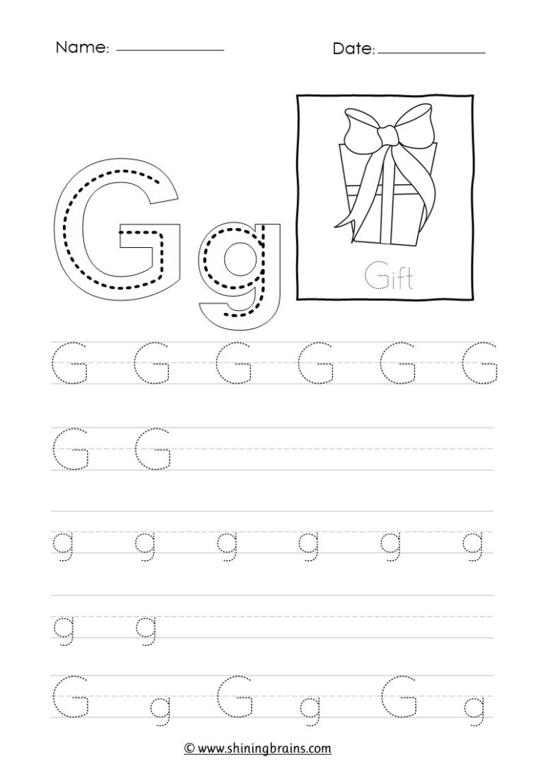 Tracing Letter G g Worksheet
