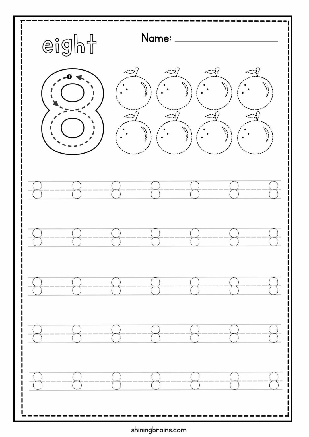 Tracing Numbers 1 to 10 - Shining Brains